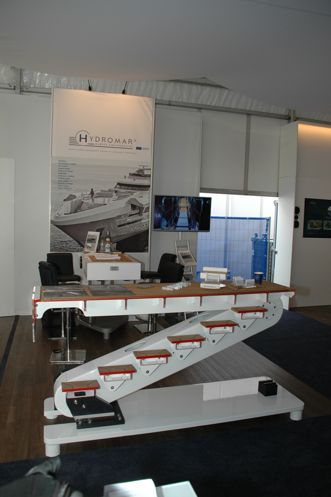 Setting up our stand at the Monaco Yacht Show - Hydromar